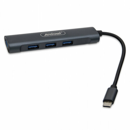 Переходник для Macbook USB Type-C хаб, 4 USB 3.0 Темный графит