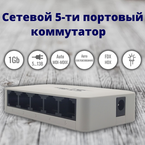 Коммутатор сетевой ST-GS50, 5-ти портовый 1Гб/с.