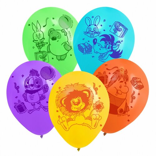 Воздушные шары 12" «С Днем Рождения», Союзмультфильм, набор 25 шт.