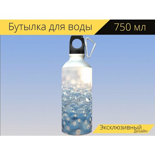 Бутылка фляга для воды "Шары, orbeez, светиться" 750 мл. с карабином и принтом