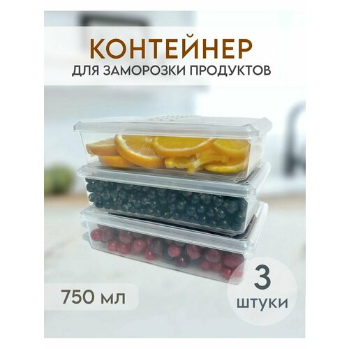 Контейнер для заморозки продуктов 750 мл, 3 шт