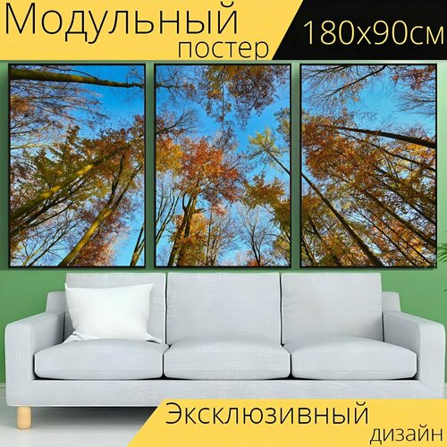 Модульный постер "Деревья, навес, лес" 180 x 90 см. для интерьера