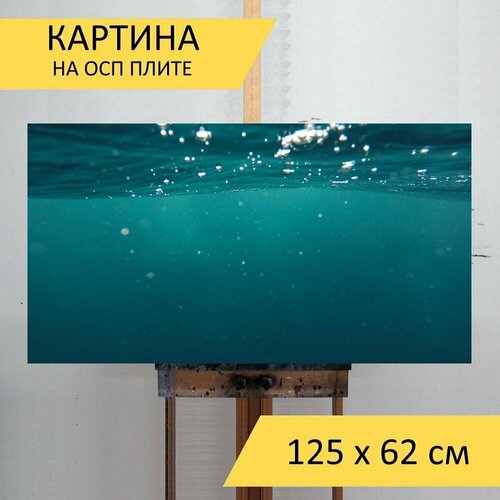 Картина на ОСП 125х62 см. "Пузыри, океан, море" горизонтальная, для интерьера, с креплениями