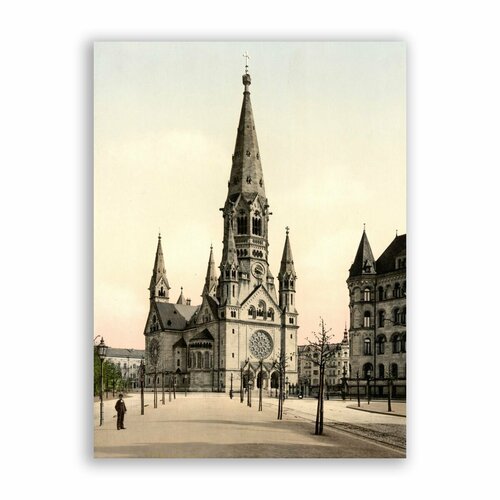 Постер, плакат на бумаге / Emperor Wilhelms Memorial Church, Berlin, Germany / Размер 80 x 106 см