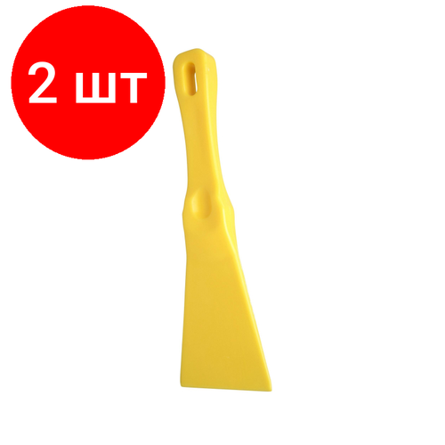 Комплект 2 штук, Скребок FBK 75x250мм, цельнолитой пластик желтый 82904-4