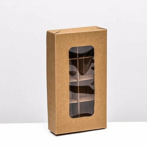 Коробка складная под 8 конфет, крафт, 9,8 х 17,7 х 3,5 см (комплект из 21 шт)