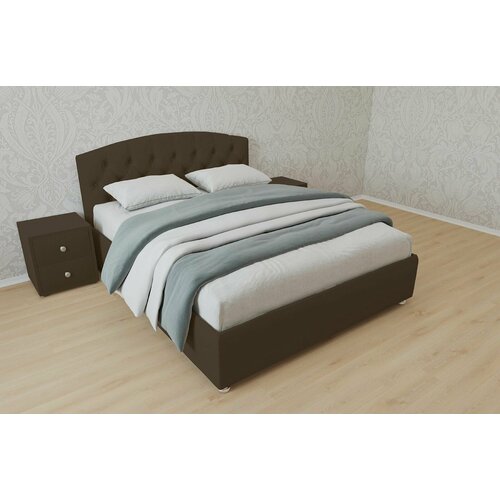 Односпальная кровать Берлин 90x200 основание металлическое с ламелями велюр коричневый ножки 13 см хром