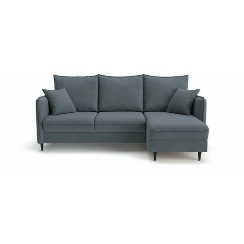 Угловой диван-кровать PUSHE Фьорд, универсальный угол, велюр, серый