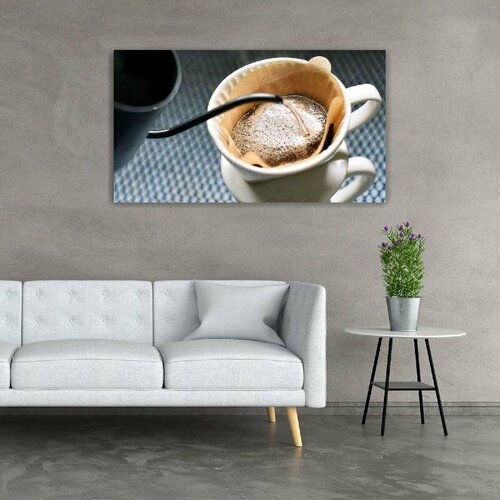 Картина на холсте 60x110 LinxOne "Кофе пена фильтр" интерьерная для дома / на стену / на кухню / с подрамником