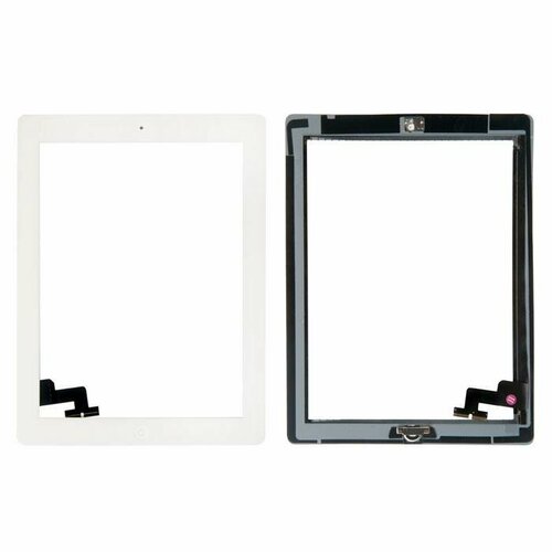 Тачскрин для iPad 2 Белый (сенсорное стекло) в сборе, кнопка, клейкая лента