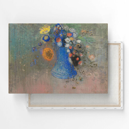 Картина на холсте, репродукция / Flowers in a Blue Vase / Одилон Редон / Размер 30 x 40 см