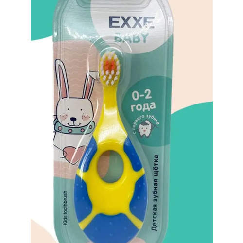 EXXE Baby Детская зубная щетка 0-2 года кролик синяя/желтая