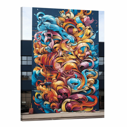 Интерьерная картина 50х70 "Граффити: креативное переплетение"