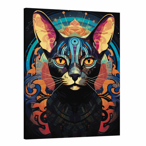 Интерьерная картина 50х70 "Кошка-сфинкс: маска загадки"
