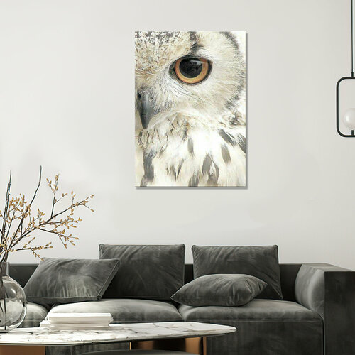Интерьерная картина на холсте - Белая сова и ее взгляд 20х30