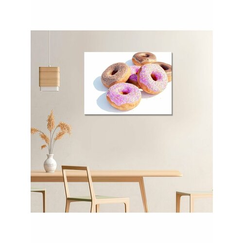 Картина на холсте с подрамником Пончики на белом фоне 40х60