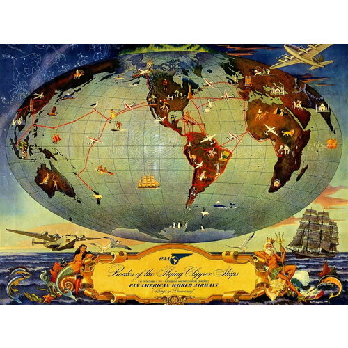 Плакат, постер на бумаге Old map world/Винтажная карта мира/искусство/арт/абстракция/творчество. Размер 30 х 42 см