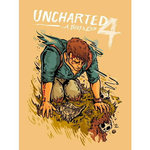 Плакат, постер на холсте Uncharted 4/игровые/игра/компьютерные герои персонажи. Размер 21 х 30 см