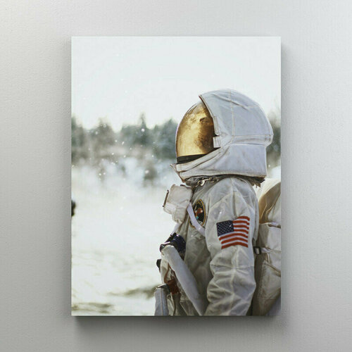Интерьерная картина на холсте "Космонавт и снег", размер 30x40 см