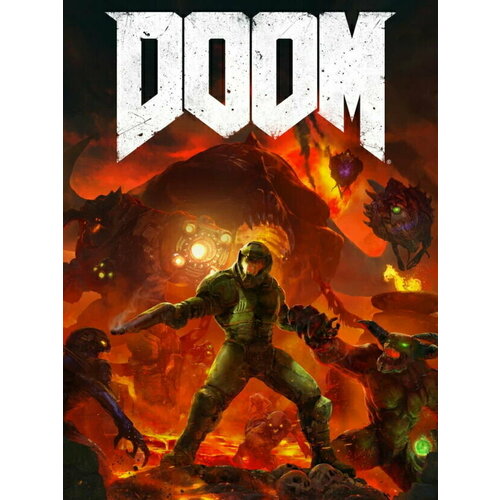Плакат, постер на холсте Doom/Дум/игровые/игра/компьютерные герои персонажи. Размер 21 х 30 см