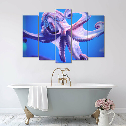 Модульная картина/Модульная картина на холсте/Модульная картина в подарок/фиолетовый осьминог-purple octopus 150х100