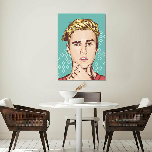 Картина/Картина на холсте для интерьера/Картина на стену/Картина для кухни/ - Justine Bieber голубой фон 30х40