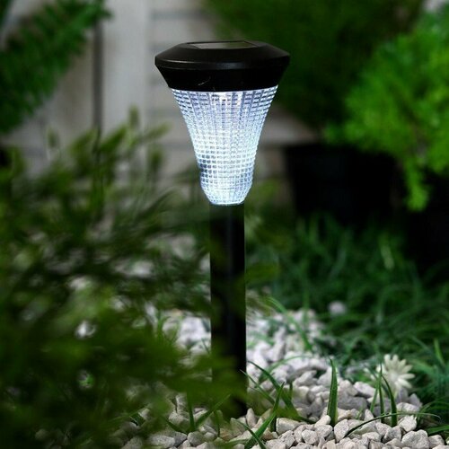 Садовый светильник на солнечной батарее «Рифлёный конус», 7 × 31 × 7 см, 1 LED, свечение белое (комплект из 7 шт)