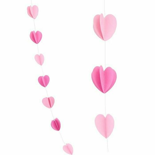 Гирлянда "Сердца Микс" Розовый и нежно-розовый, 2,1м, 1шт в упаковке