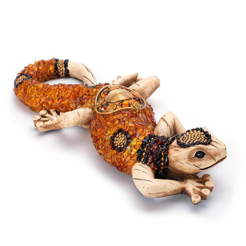 Керамический сувенир с мозаикой из натурального янтаря "Ящерица Гауди"