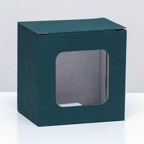 Коробка под кружку, с окном, изумрудная 12 x 9.5 x 12 см, 10 шт.