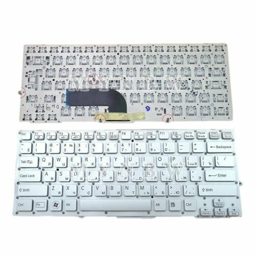 Клавиатура для ноутбука Sony Vaio VPC-SB, VPC-SD серебряная, без рамки