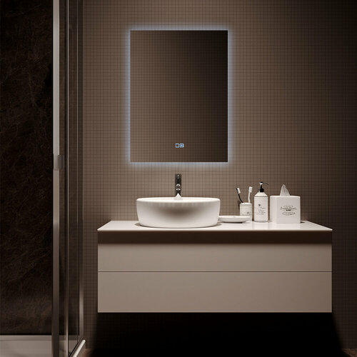 Зеркало для ванной Qwerty 80*60 прямоугольное вертикальное c подогревом