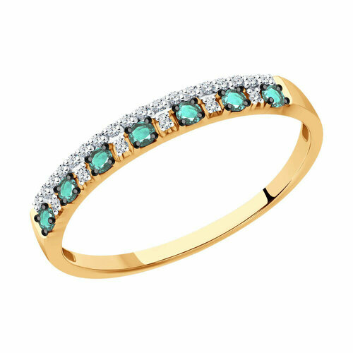 Кольцо Diamant online, золото, 585 проба, изумруд, бриллиант, размер 17