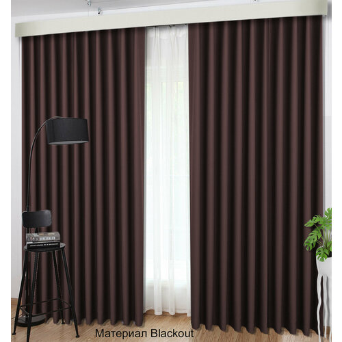 КаСЛ Классические шторы Liton цвет: темно-коричневый (180х270 см - 2 шт)