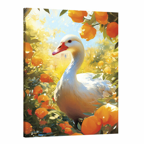 Интерьерная картина 50х70 "Гусь в мандариновом саду"