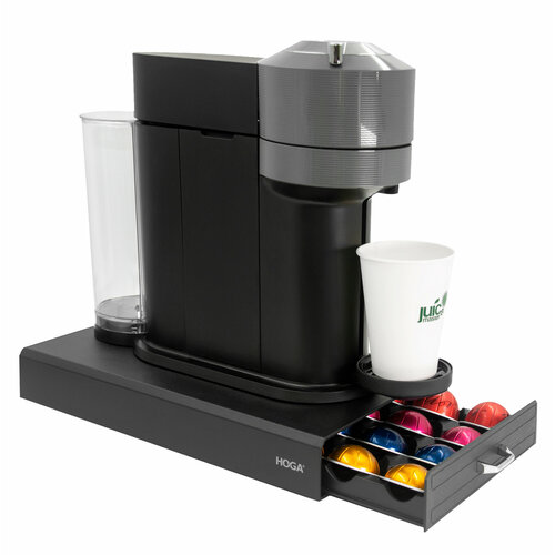 Подставка под кофемашину органайзер держатель для 24 кофейных капсул Vertuo или Nespresso HOGA-VRDP124BK