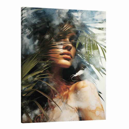 Интерьерная картина 50х70 "Девушка и пальмы"