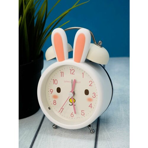 Часы настольные с будильником Cute rabbit white