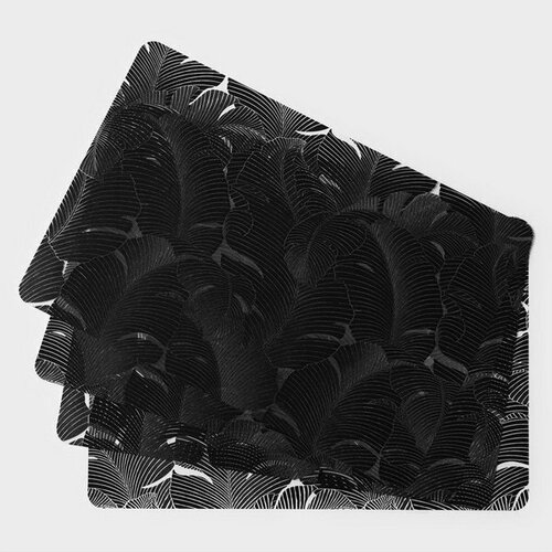 Набор салфеток сервировочных "Мираж", 4 шт, 30x45 см, цвет чёрный