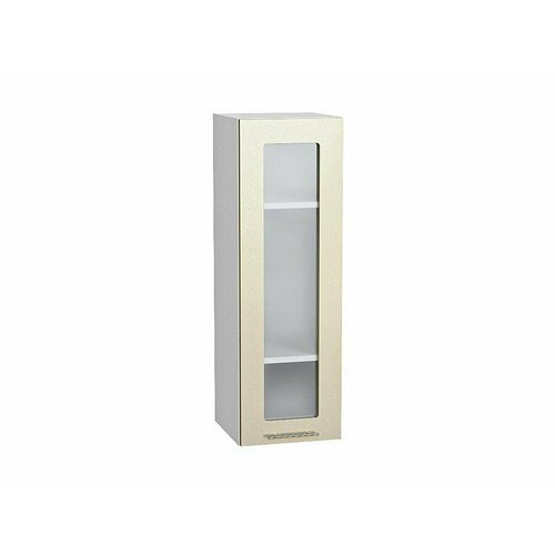 Настенный модуль для кухни Шкаф верхний с 1-ой остекленной дверцей Валерия-М 920*300*318 Бежевый металлик / Белый