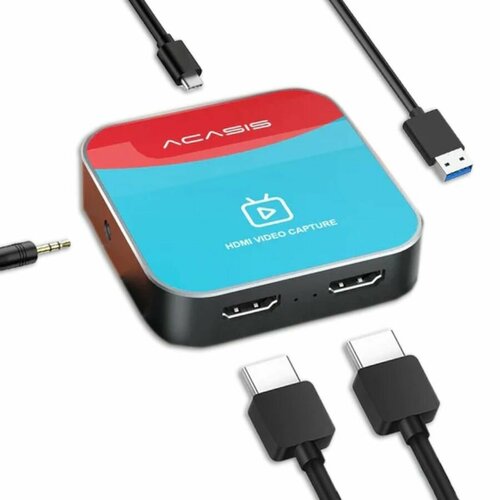 Карта видеозахвата Acasis VC-003 HDMI - USB 3.0 HD-видео и аудио с разрешением 4K 60Hz 1080p, 3,5 мм портом AUX