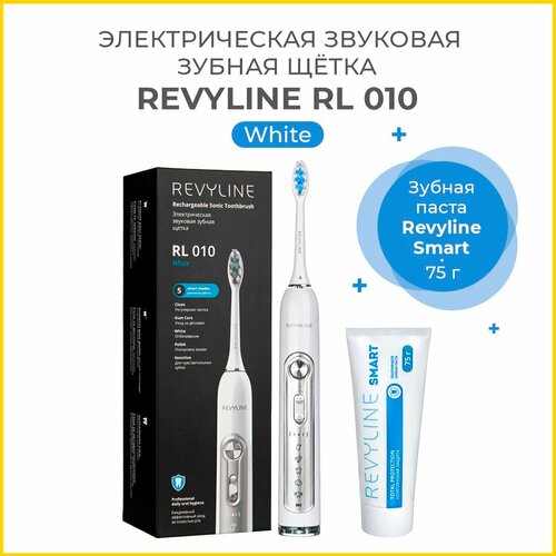 Электрическая зубная щетка Revyline RL 010 белая + Зубная паста Revyline Smart, 75 г.