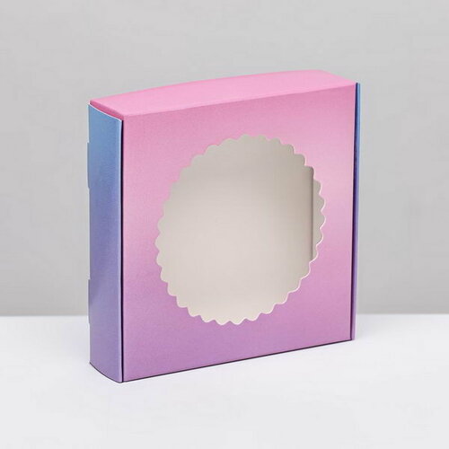 Коробка сборная с окном, "Розовая-голубая", 11.5 x 11.5 x 3 см