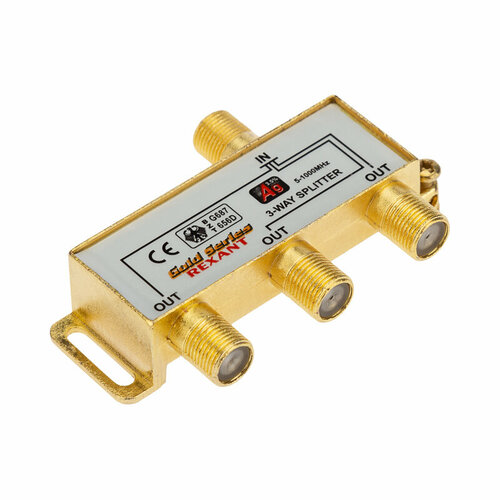 Делитель ТВх3 под F-разъем, 5-1000МГц, Gold (4 F-разъема в комплекте) REXANT 10 шт арт. 05-6102-1