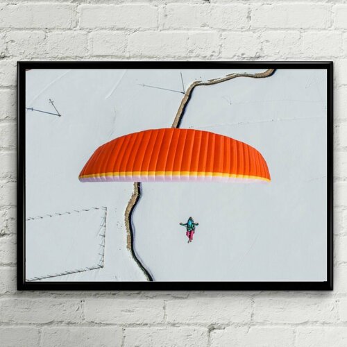 Постер "Оранжевый парашют на фоне снега" из коллекции "Мир вокруг нас" А4