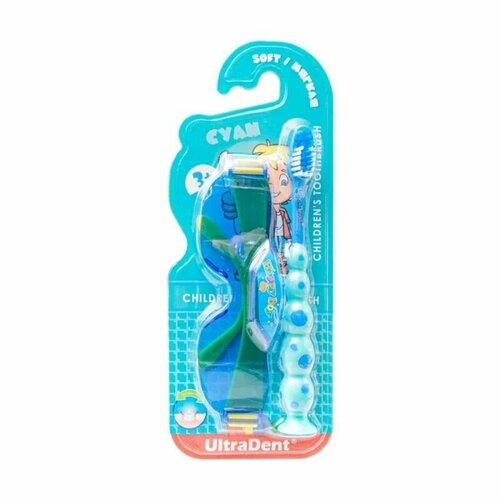 Детская зубная щетка с игрушкой для мальчиков UltraDent Kid's "Cyan"
