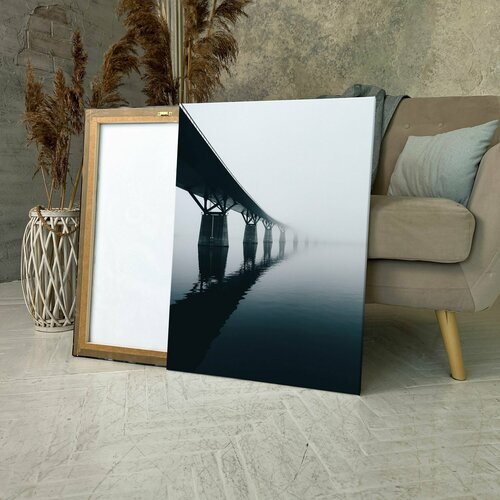 Картина на холсте (мост через волгу дмитрий донской под в дании) 50x70 см/для интерьера/в комнату/на стену/в подарок