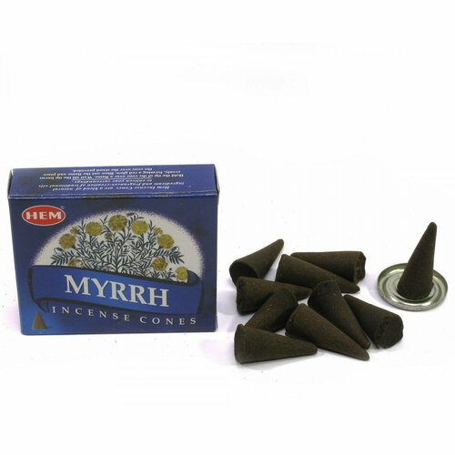 Hem Incense CONES MYRRH (Благовония конусы мирра, Хем), уп. 10 конусов.