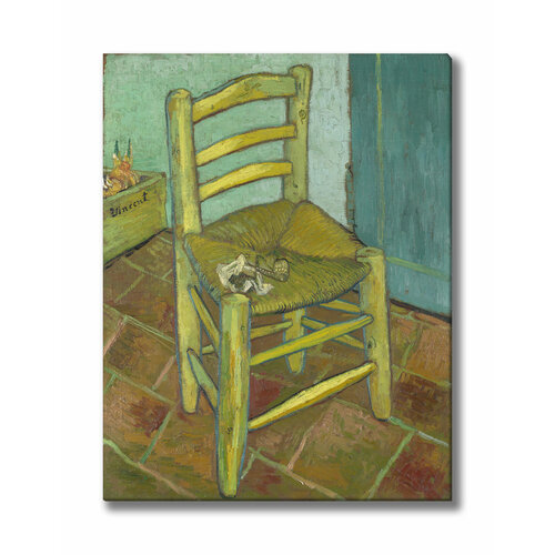 Картина для интерьера на холсте Винсент ван Гог «Стул Винсента с трубкой» 54х70 холст без подрамника