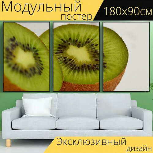 Модульный постер "Киви, фрукты, здоровый" 180 x 90 см. для интерьера